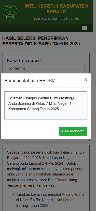 Tatacara Cek Kelulusan PPDBM Jalur Umum (Reguler) | MTs. Negeri 1 Serang